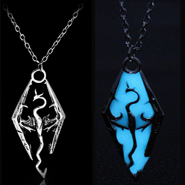 Long Necklace Man Skyrim Necklaces Woman Chain Dragon Figure Pendant Girls Boy Silver Color Vintage European Steel Collier AliExpress