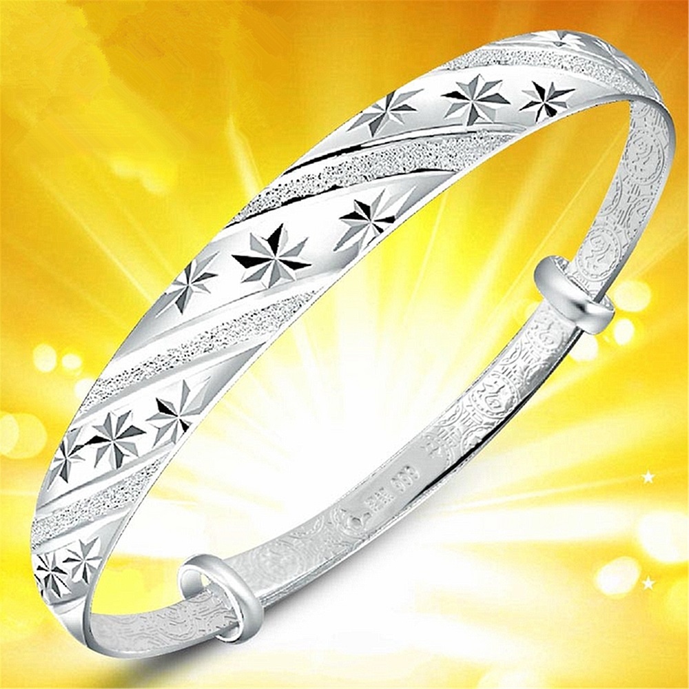 Hot Original 925 Stamp Silver color Snowflake star Bangles for women ...