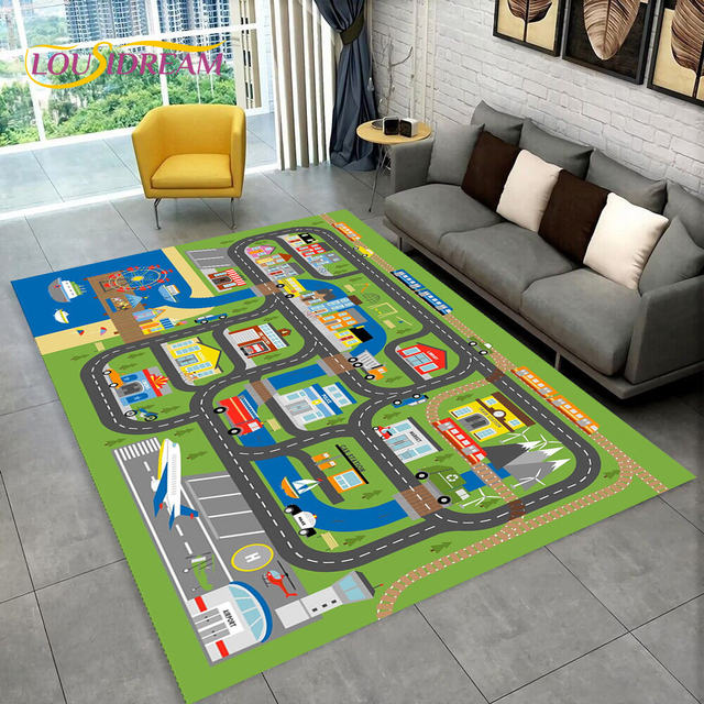 Cocuk Highway karayolu simule ehir trafik Playroom alan kilim hal ev oturma odas yatak odas kanepe icin cocuklar kaymaz zemin Mat AliExpress