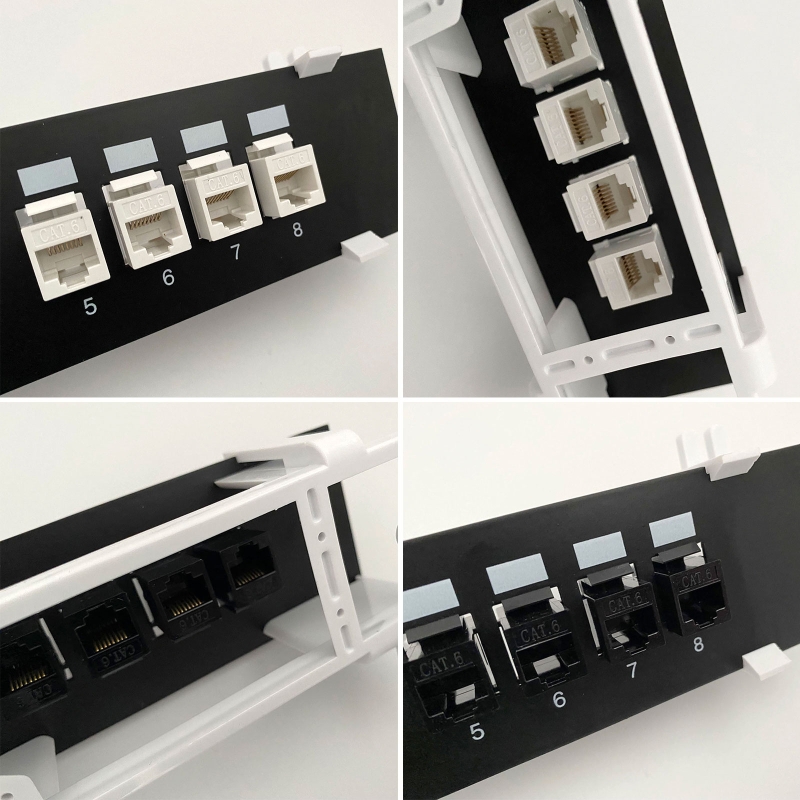 Blanc - panneau de raccordement RJ45, 8 Ports, 6 adaptateurs de câble ...