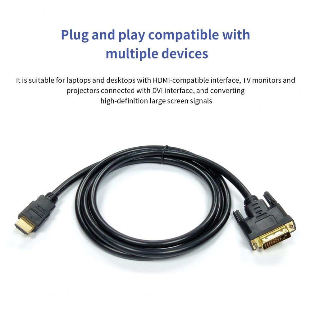 1.5m hdmi compatível para dvi cabo plug and play alta claridade preto hdmi macho compatível para ...