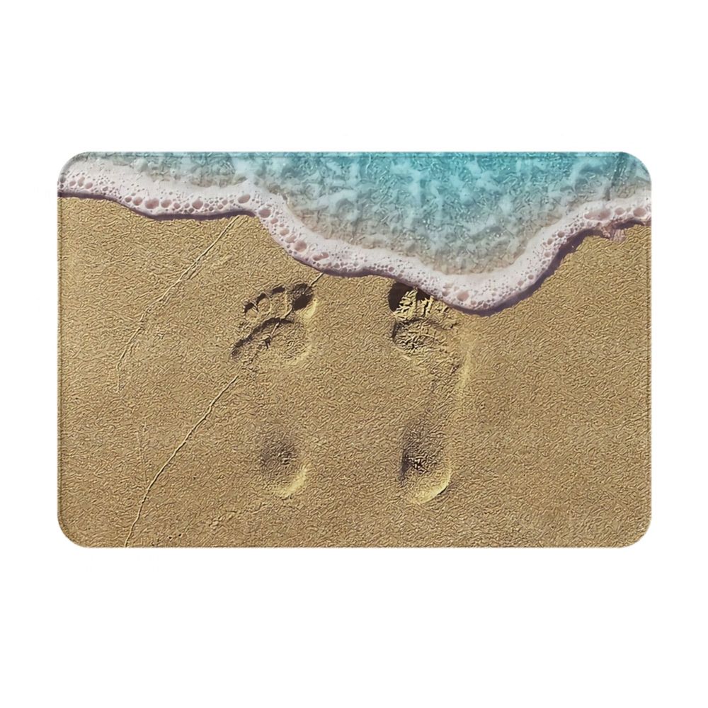 Realistic Bathroom Non-Slip Carpet Beach Feet Bath Mat Ocean Lovers ...