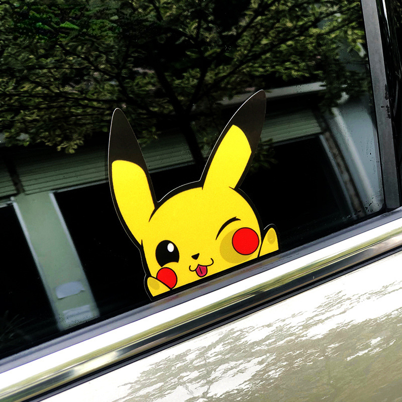 Cute Anime Cartoon Pikachu Car Stickers Motorcycle Electric Car Car ...