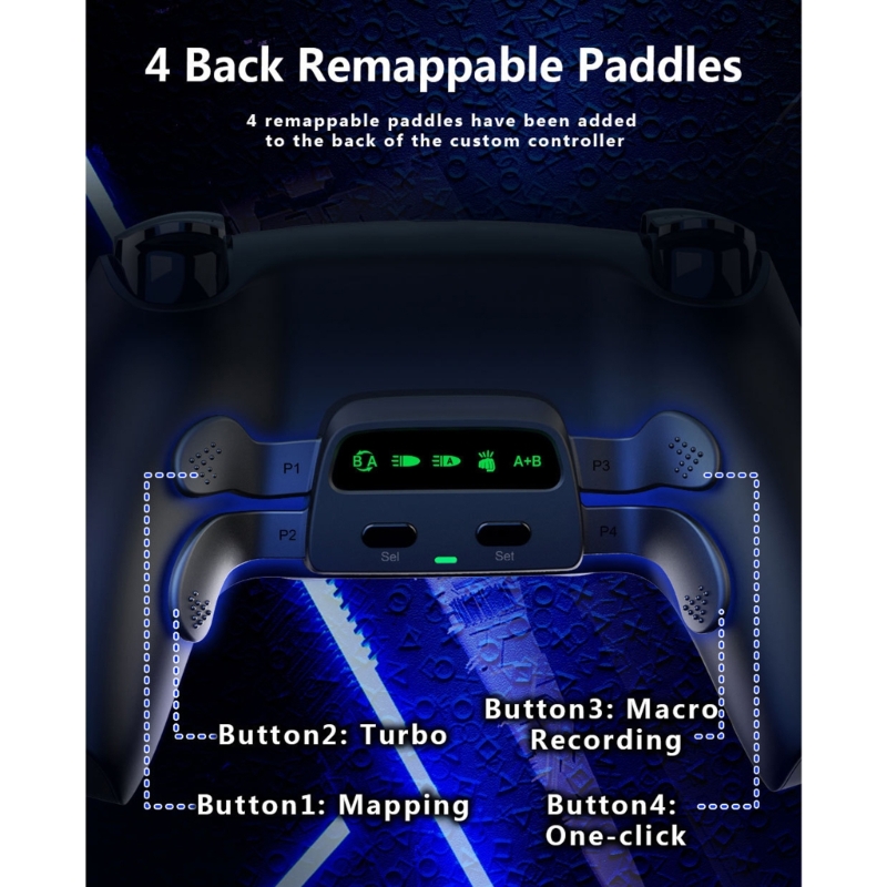 Back for ps5 Controller Programable 4Key Mapping with LED Indicator One-click Combo Function 4 ...